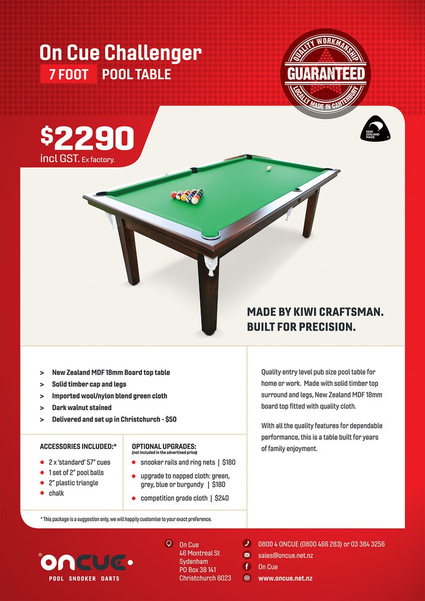 On Cue 7' Challenger Pool Table